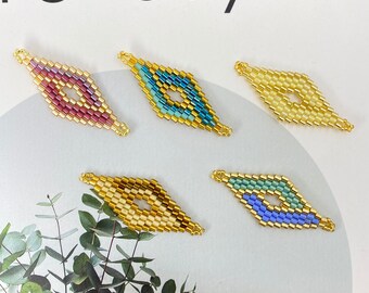 Toho Beaded Rhombus Charms Japanese Seed Beads Handmade - Etsy