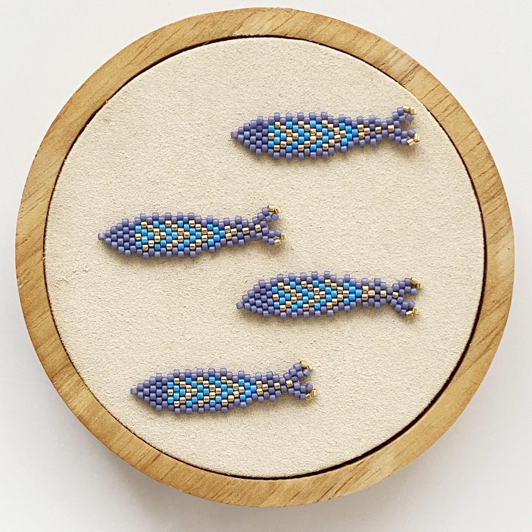 Beaded Fish Charm,set of 4pcs,glass Seed Beads Pendant for Bracelet ...