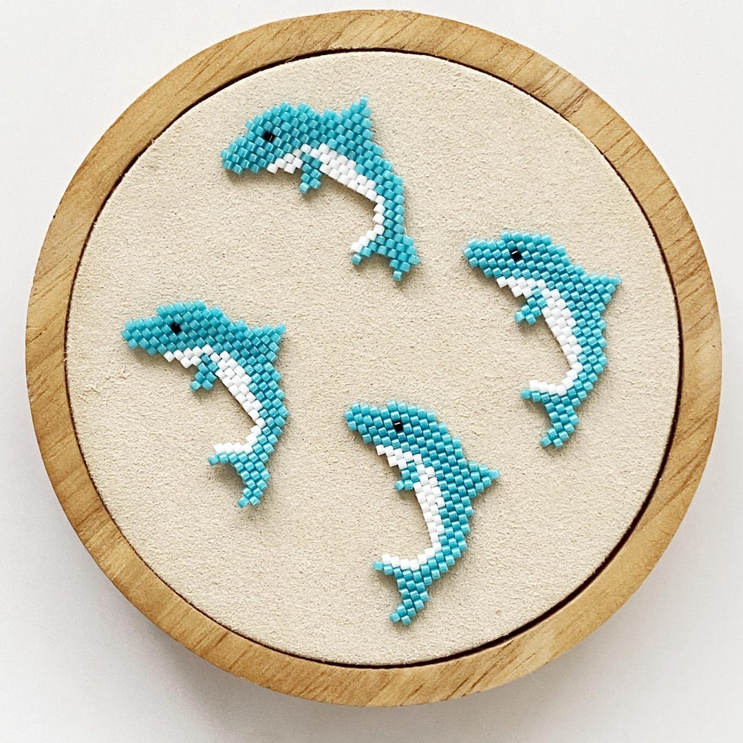 Handmade Miyuki Delica Bead Dolphin Charms - Jewelry Making (4pcs) - Etsy