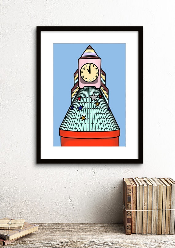 Play School Rocket Clock Print Wall Art Nostalgia Art Work | Etsy