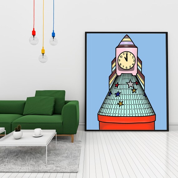 Play School Rocket Clock Poster Wall Art Nostalgia Print Art | Etsy