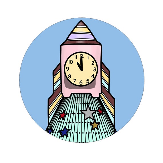 Play School Rocket Clock Sticker Decal Nostalgia Round TV | Etsy