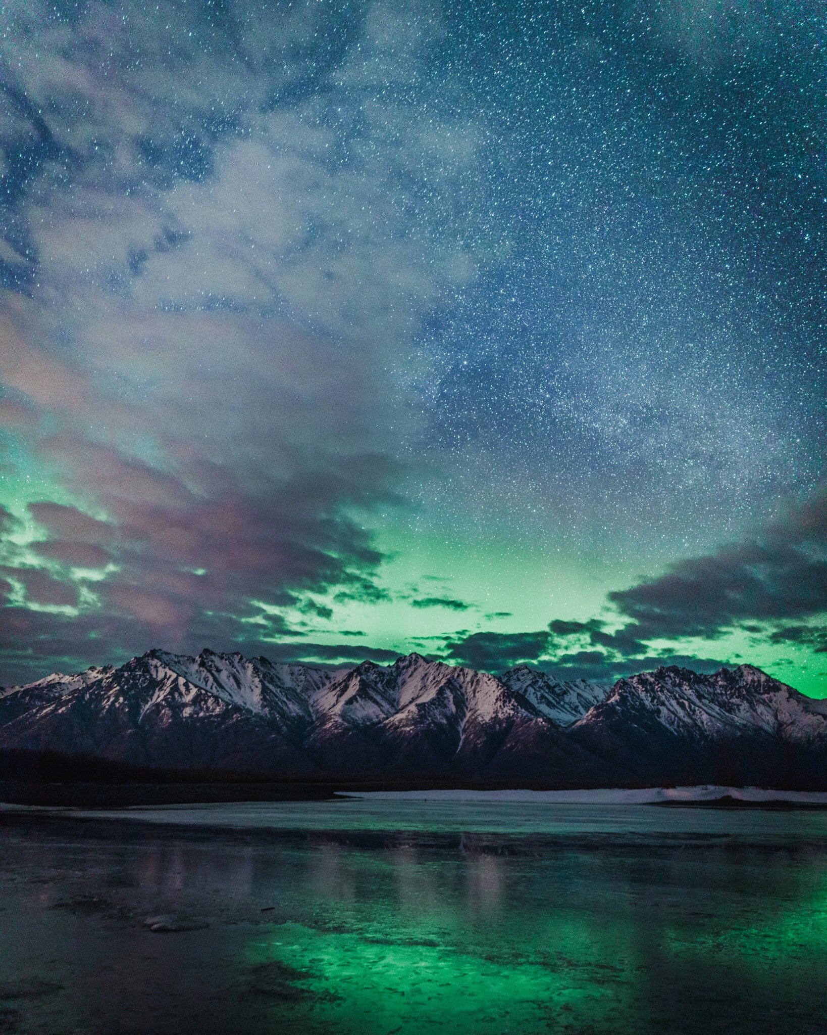 Alaska Lake Mountains Night