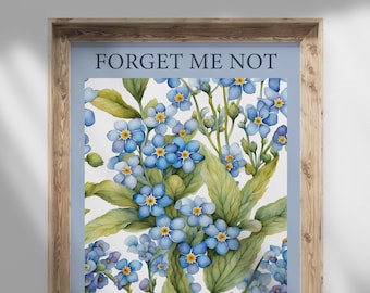 Floral Illustration, Watercolor Painting Print: Forget Me Not, Chic ...