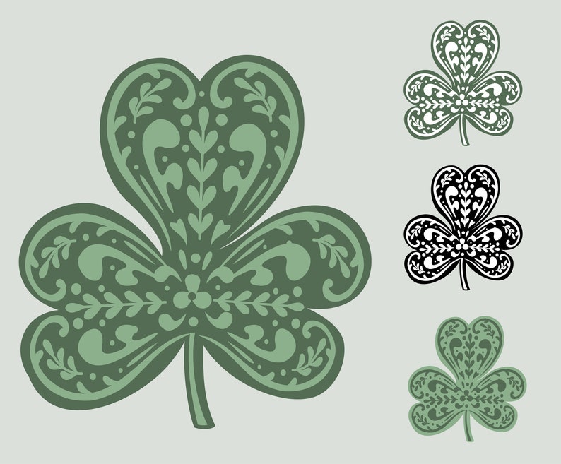 Svg, Eps, Png, Jpg Folk Style Irish Shamrock for St. Patrick's Day - Etsy