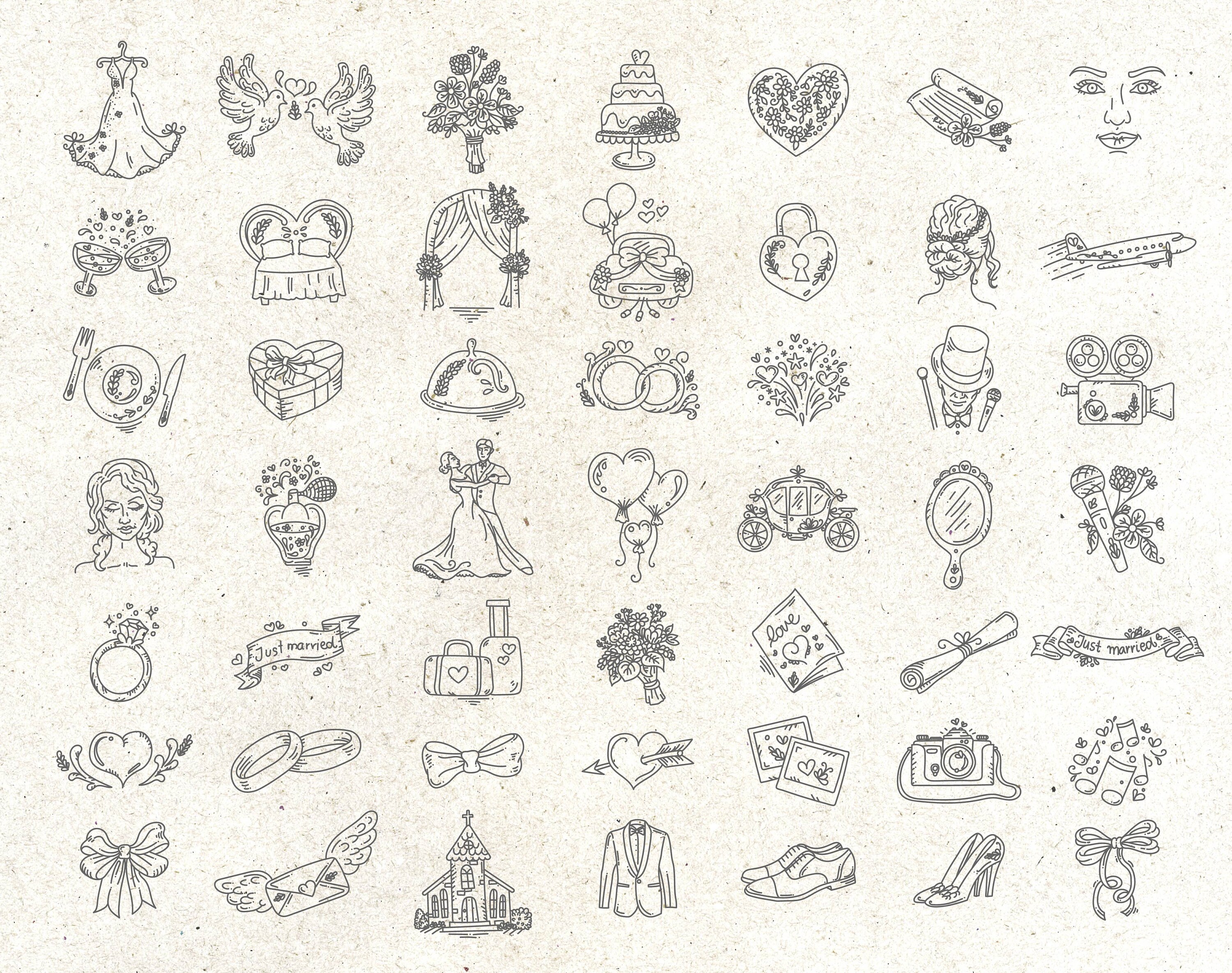 49 Wedding Doodle Collection - 49 Beautiful Svg, Png, Eps Wedding Icons ...