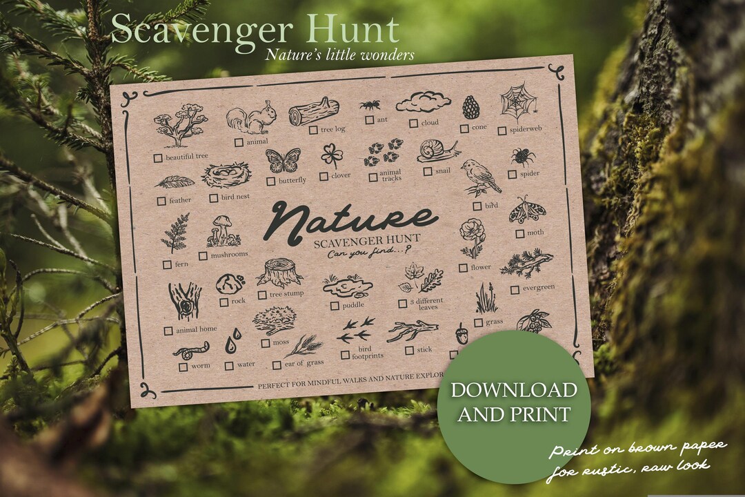Scavenger Hunt - Nature Treasures Whimsical Style, PDF, JPG ...