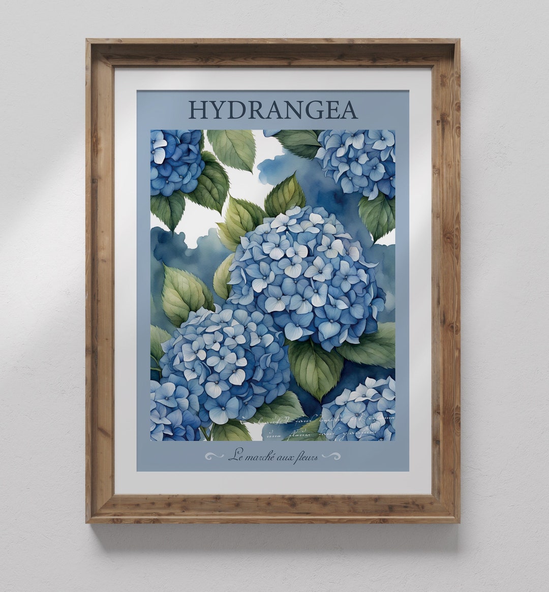 Blue Hydrangea hortensia Printable Wall Art Watercolor - Etsy