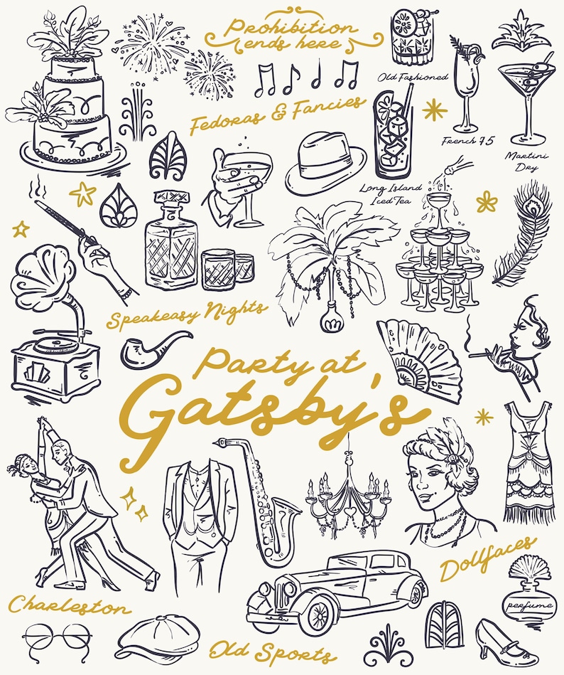 50+ Whimsical Party at Gatsby's SVG, PNG, Roaring 20s, Twenties ...
