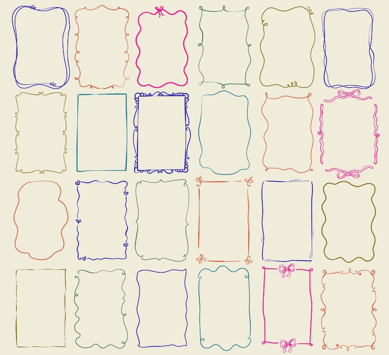 24 Whimsical Frames SVG, PNG , EPS, Ai - Whimsical Style Wedding, Menu ...