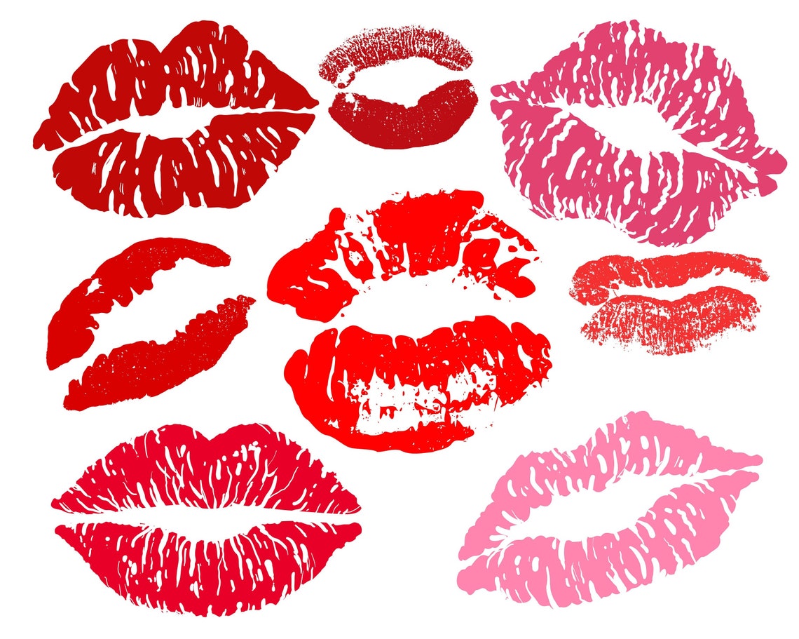 8 Red Lips Print Svg, Png and Eps, Clipart, Digital Download, Kiss, - Etsy