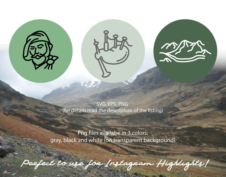 20 Svg and Eps Scotland Tavel Thin Line Style Icons - Etsy