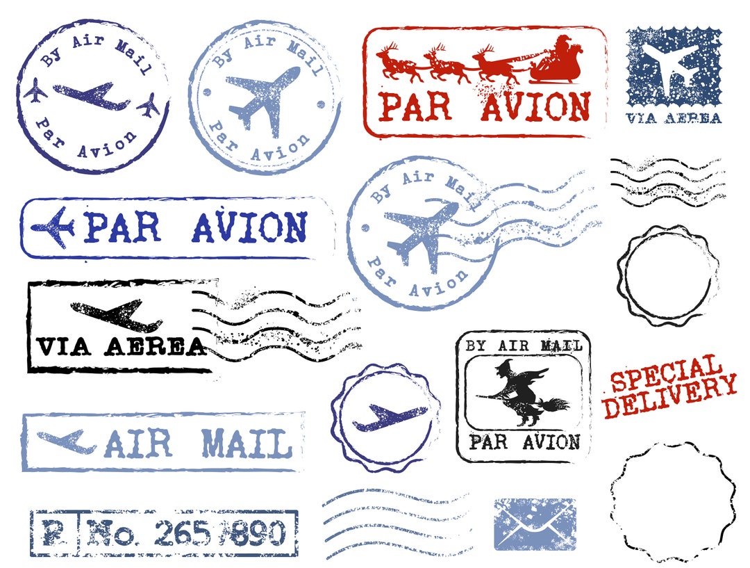 17 Svg and Png Air Mail Rubber Stamps Collection - Etsy