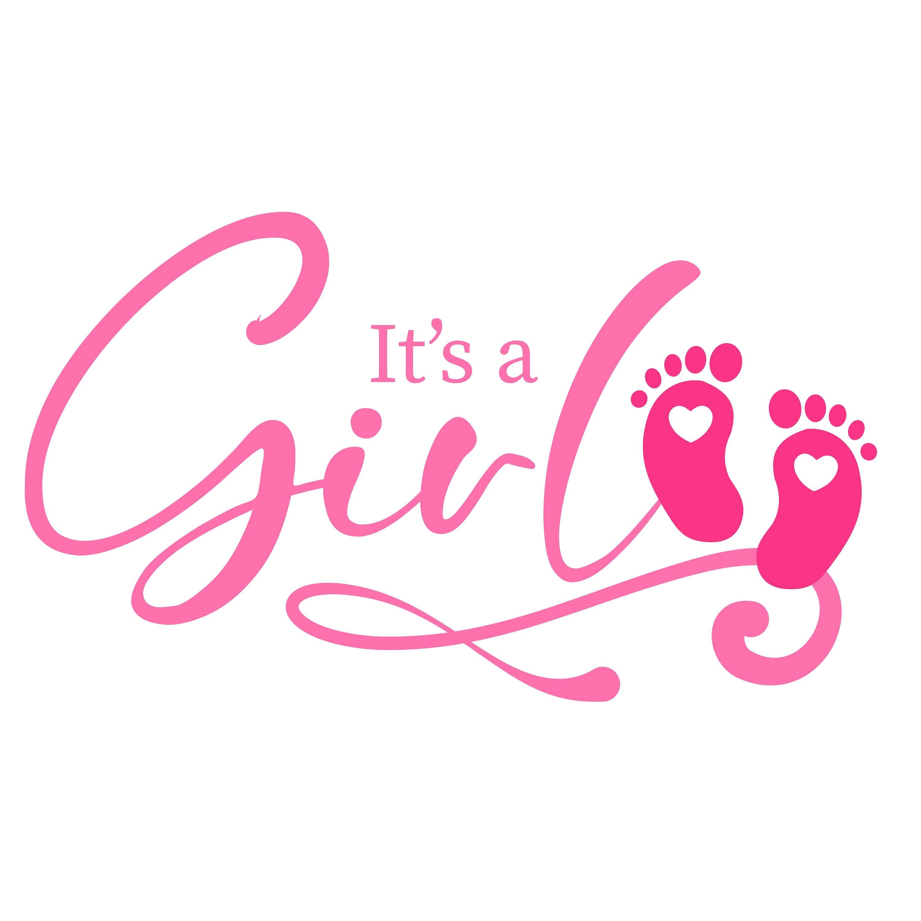 It's a Girl, Digital Files, Baby Gril Pink Announcement Clipart Digital ...