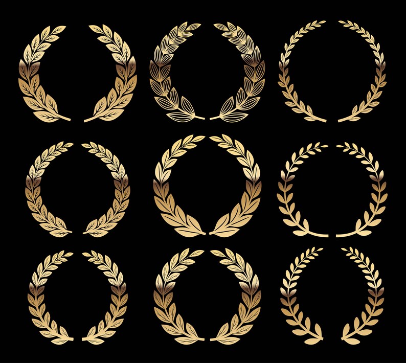 9 SVG, PNG, EPS Gold Decorative Laurels, Digital Download - Etsy