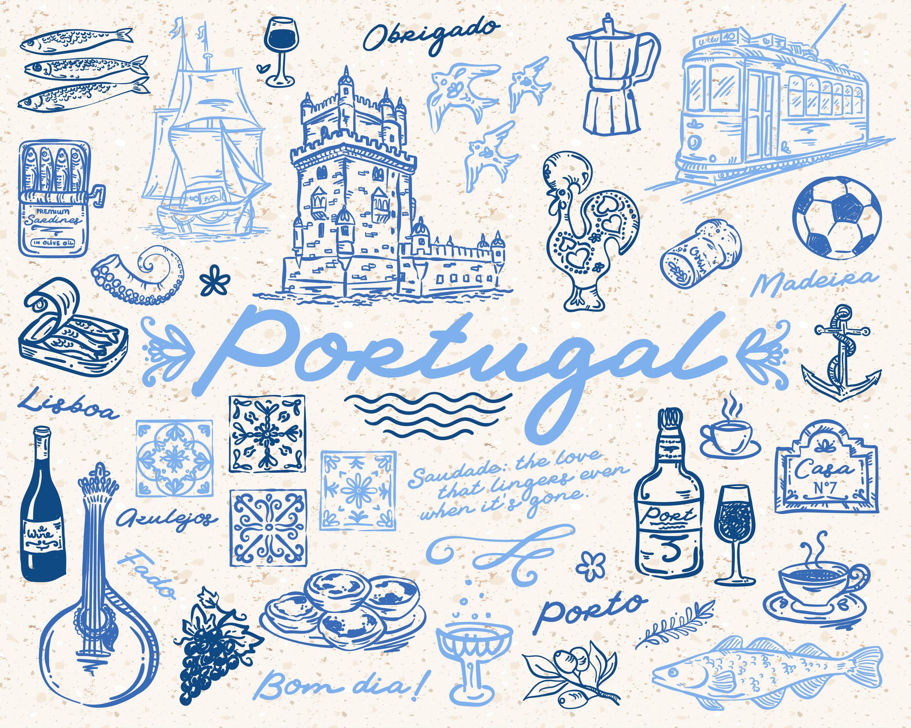 Portugal Illustration Set: Whimsical Portuguese Art, SVG, PNG, AI ...