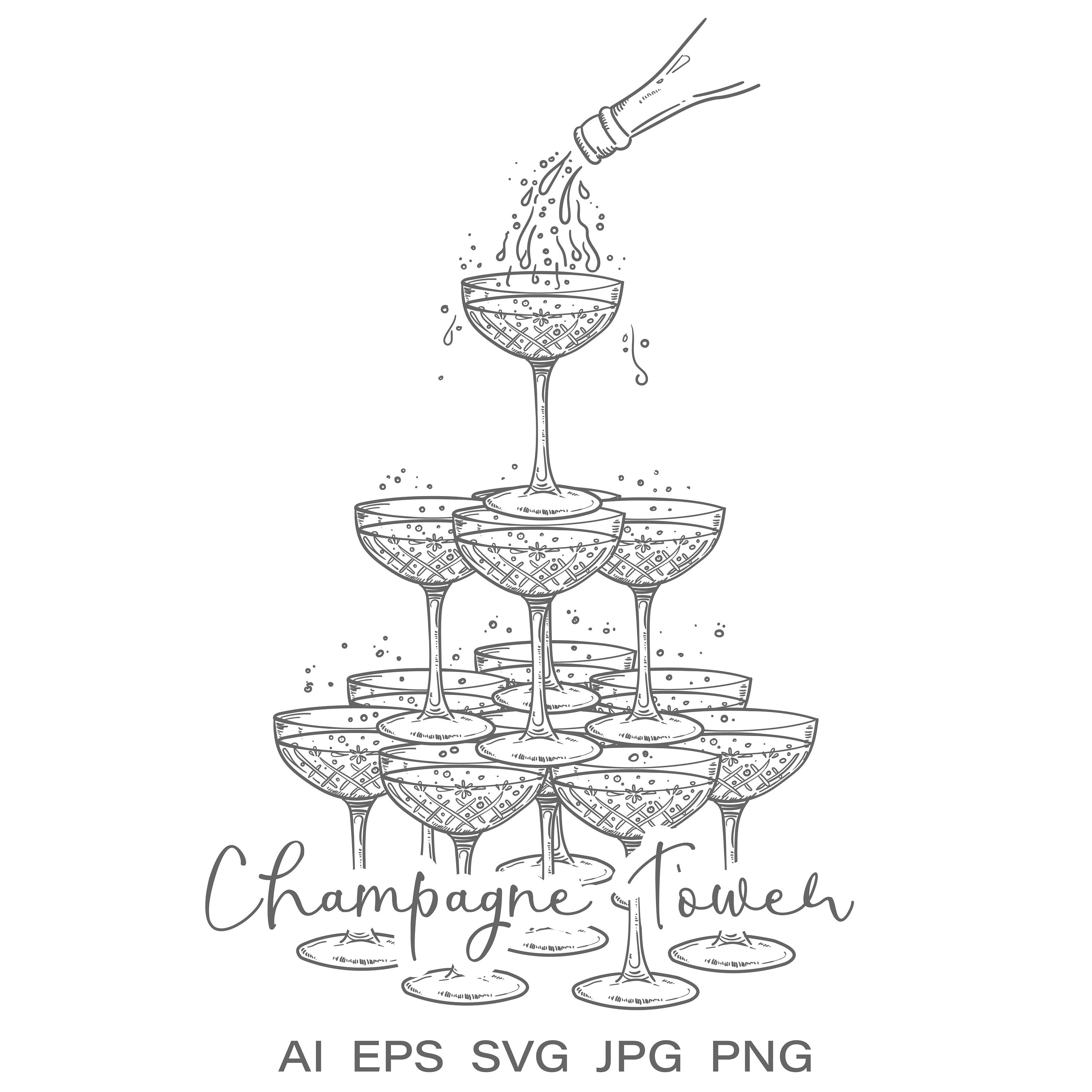 Champagne Tower - Svg, Png, Eps, Ai, Jpg - Wedding, Celebration ...