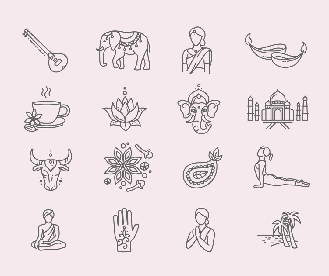 16 India Icons - Gray, Black, White, Svg, Png, Eps - Etsy