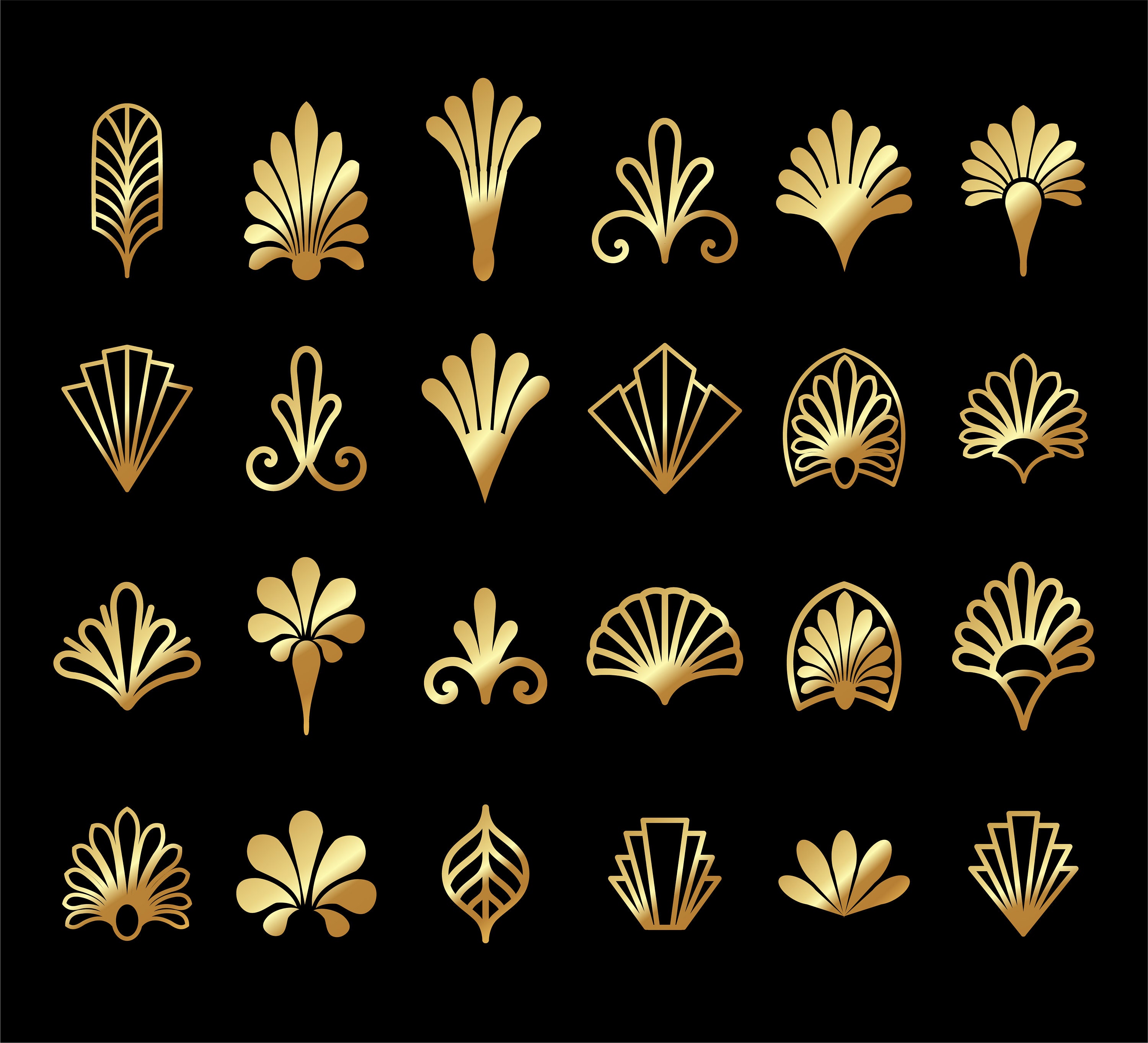 24 SVG, PNG (gold & Black), EPS - Art Deco, Roaring 20's, Great Gatsby ...