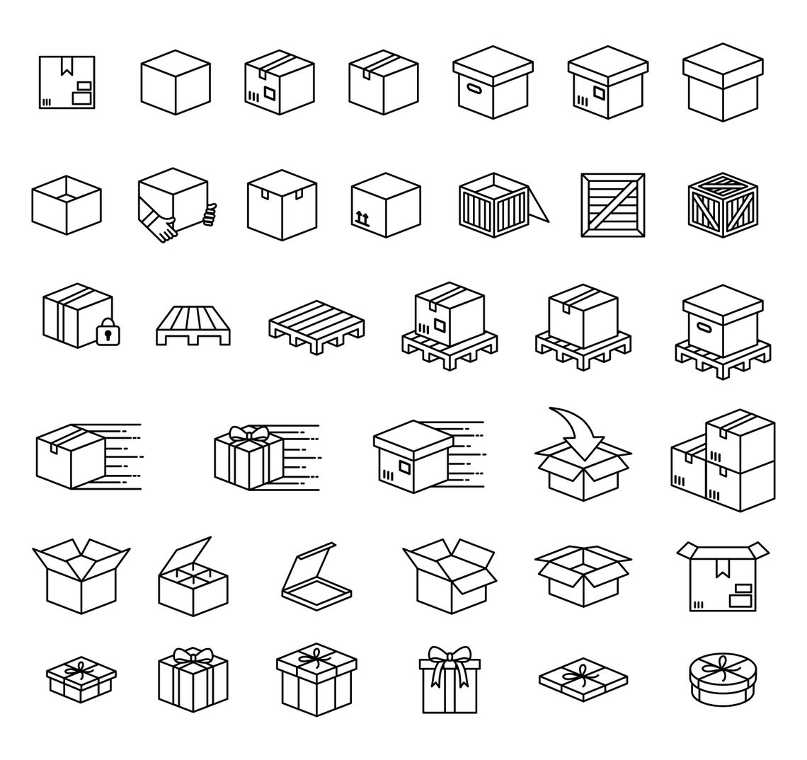 37 Package, Packaging and Delivery Icon Set, Bundle, Svg, Ai, Eps - Etsy