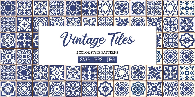 2 Vintage Style Tiles Patterns (svg, Eps and Jpg) - Etsy
