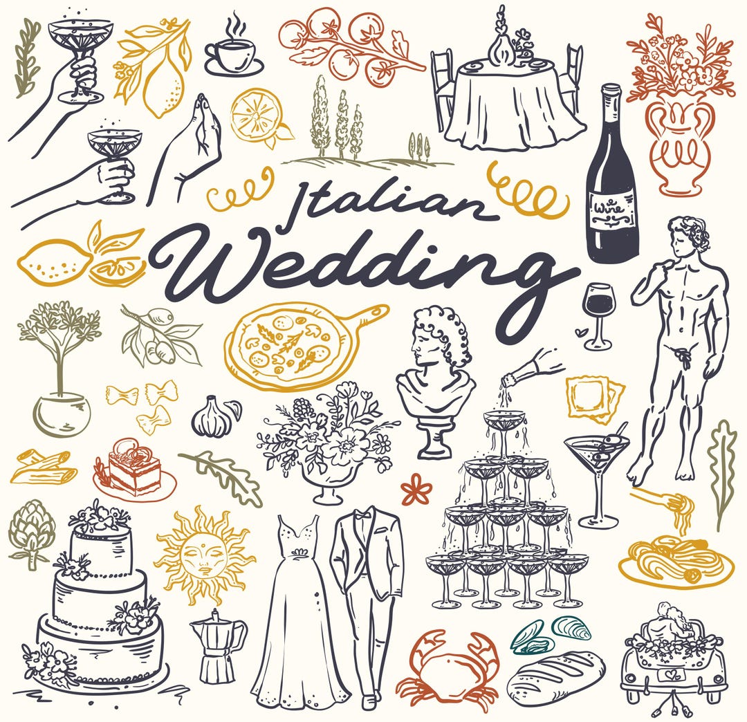 40+ Whimsical Italian Wedding SVG, PNG, AI, Illustrations, Hand Drawn ...