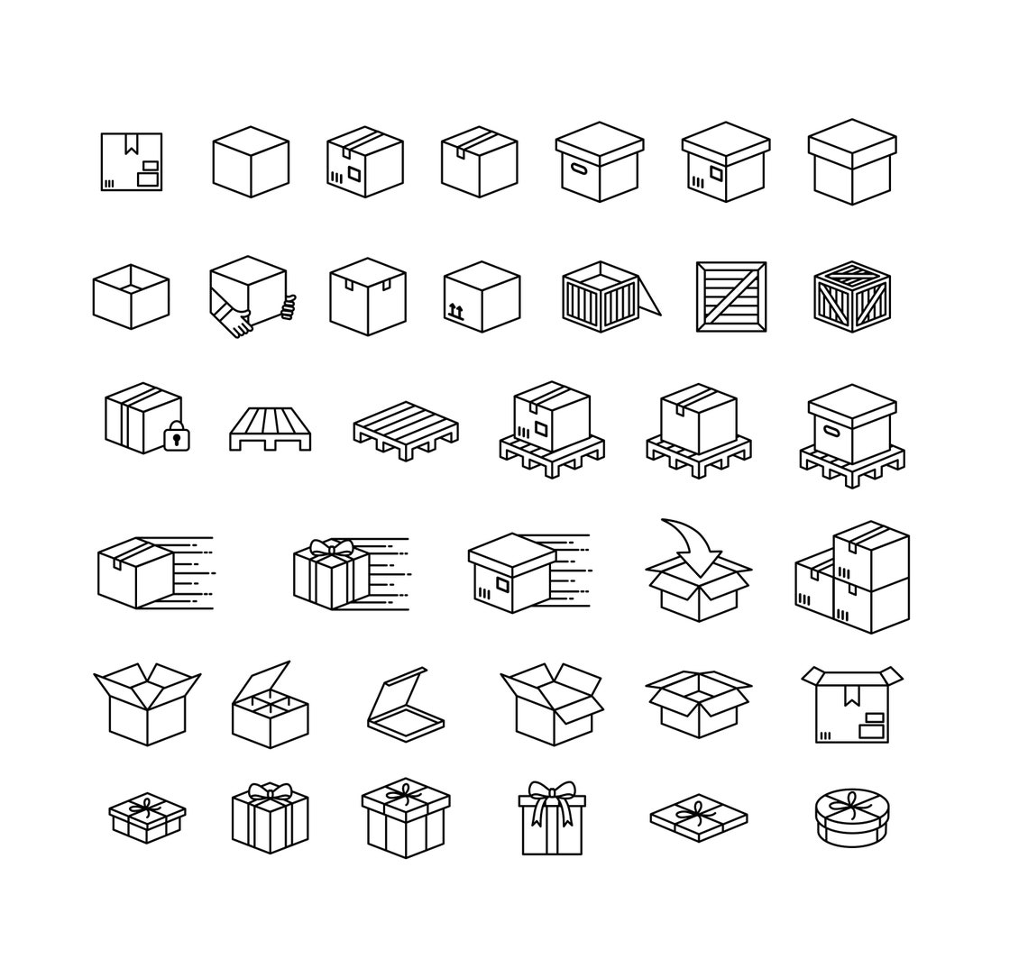 37 Package, Packaging and Delivery Icon Set, Bundle, Svg, Ai, Eps - Etsy