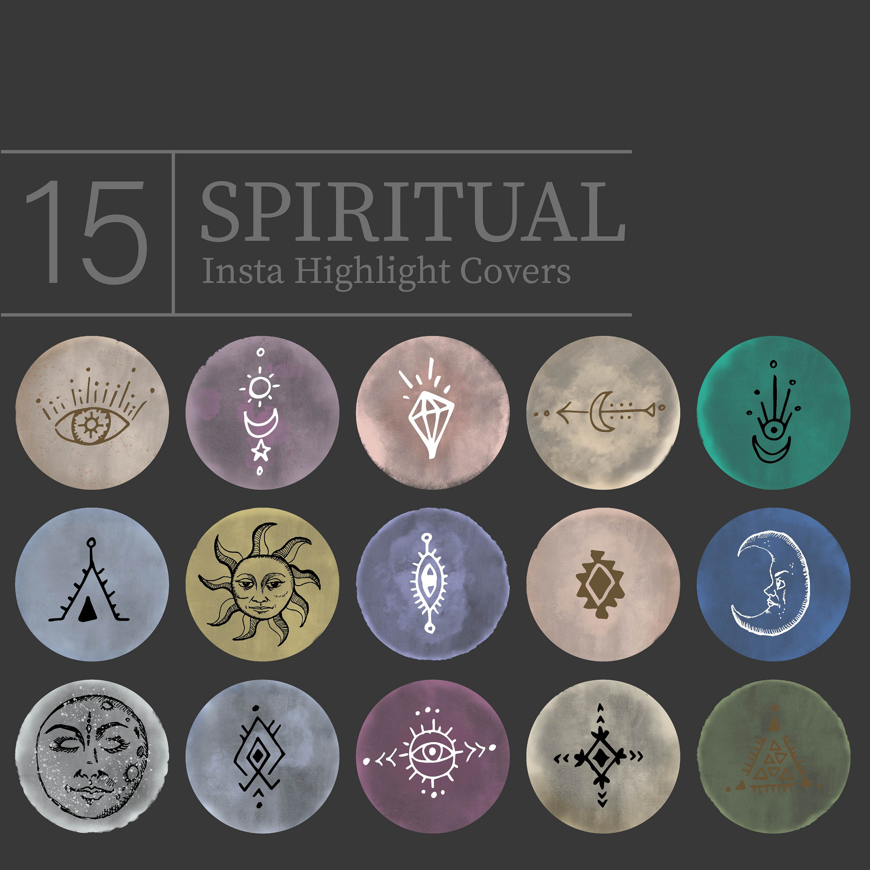15 Watercolor PNG + JPG Insta Highlights, Insta Covers, Watercolor ...