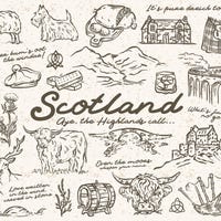 Scotland SVG Vector Graphic Bundle: Skyline, Bagpipes, Thistle (digital ...