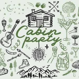 40+ Cabin Party Whimsical Style, SVG, PNG, AI, Illustrations, Hand ...