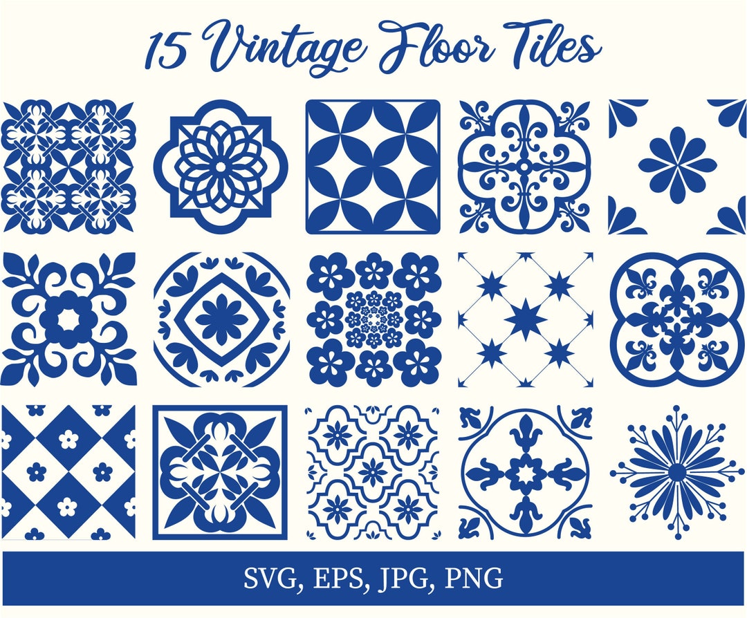 Set of 15 Vintage Floor Tiles (svg, Eps, Jpg and Png) - Etsy