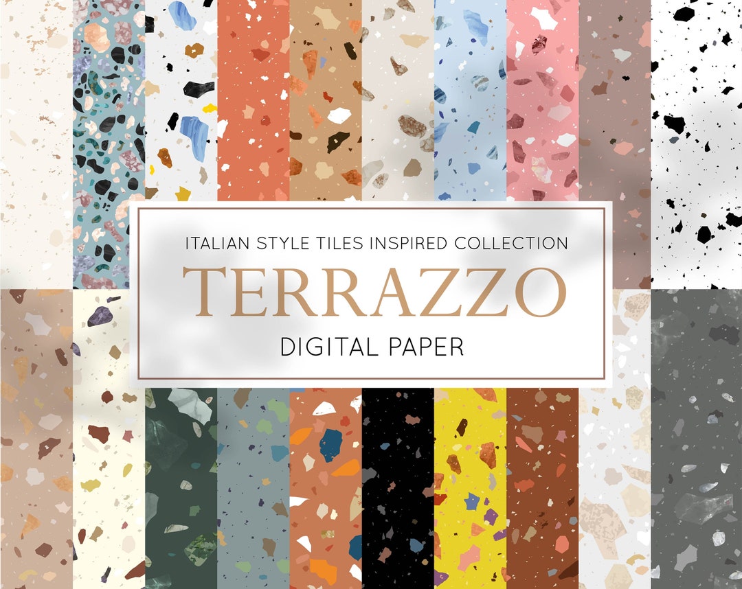 20 Terrazzo Patterns Digital Papers - Seamless Patterns, Clipart ...
