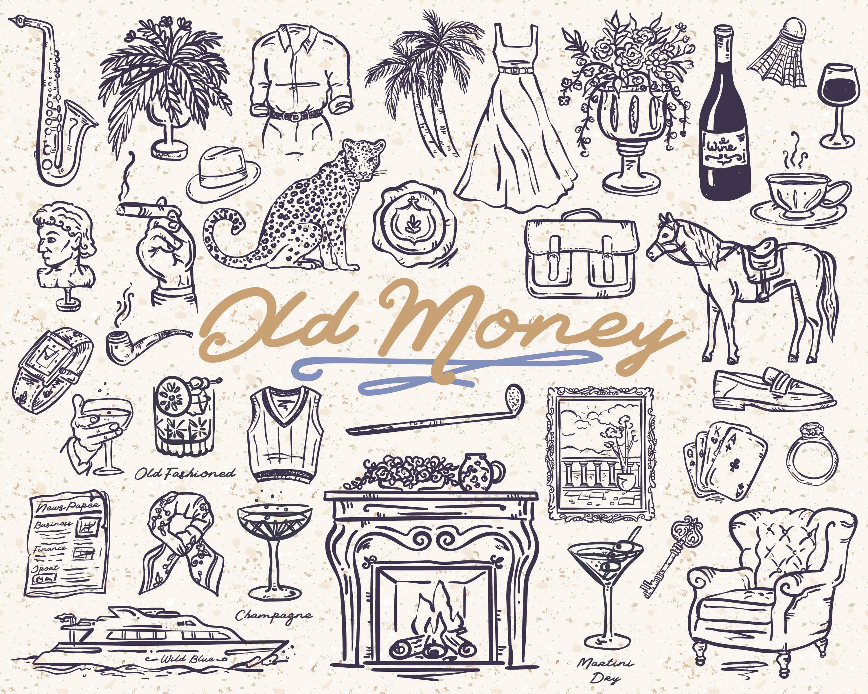 Old Money Clipart Set: Hand-drawn Vintage Elegance (SVG, PNG) - Etsy