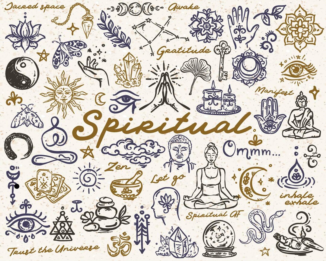 Spiritual Illustration Set: 60+ Hand-drawn SVG PNG Graphics (digital ...