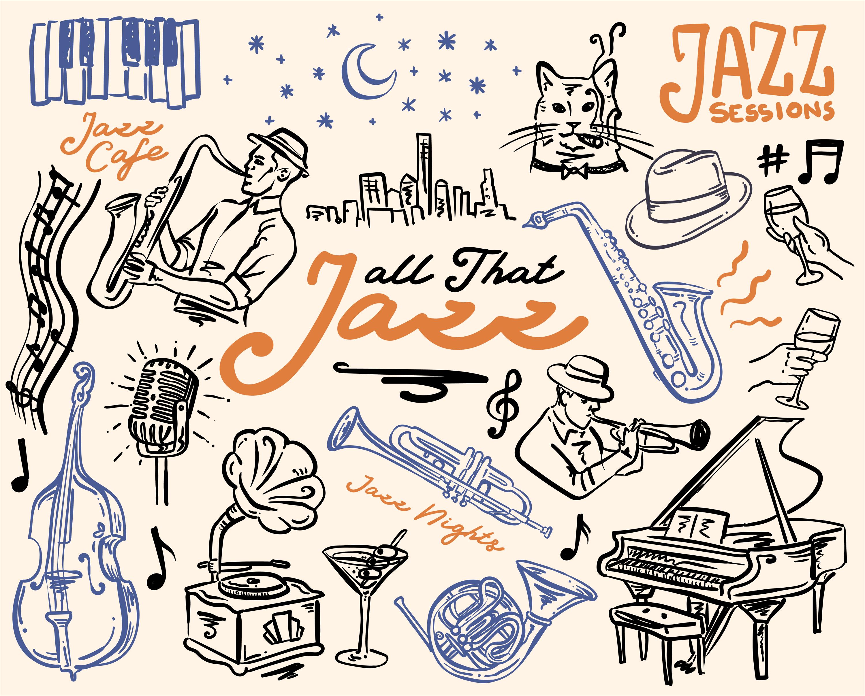 30 Whimsical All That Jazz SVG, PNG, Illustrations, Collection, Set ...