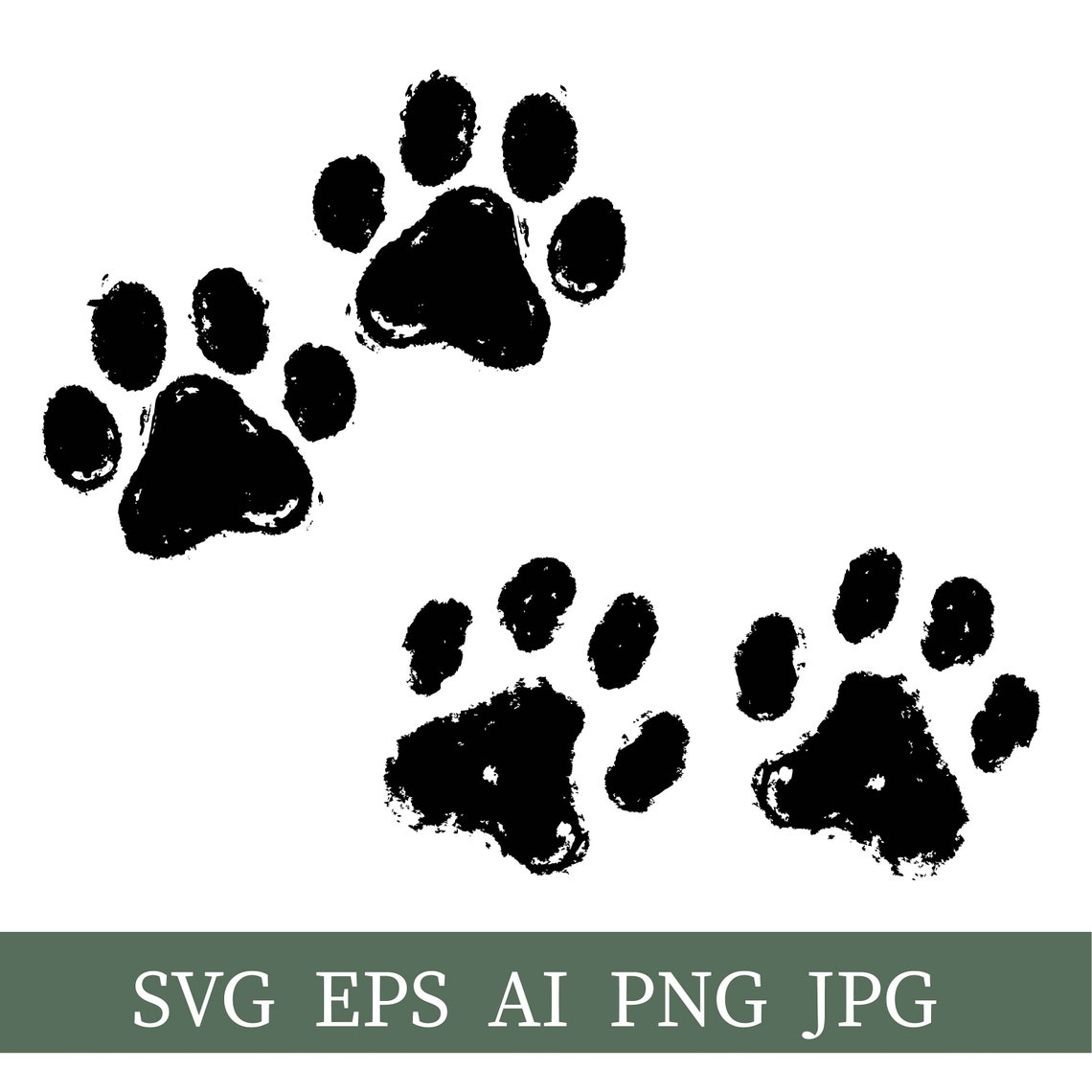 2 Paw Prints, Dog Footprints - Ai, Svg, Eps, Jpg and Png - Etsy