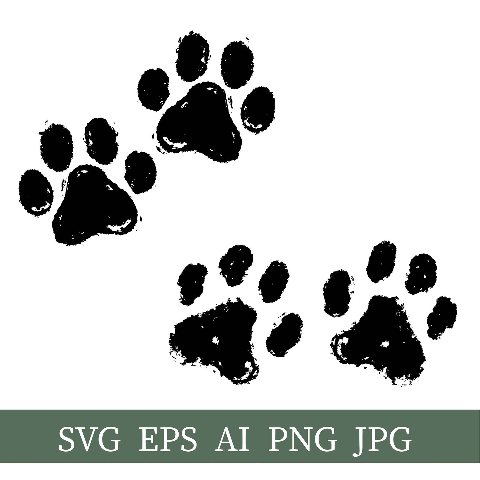 2 Paw Prints, Dog Footprints - Ai, Svg, Eps, Jpg and Png - Etsy