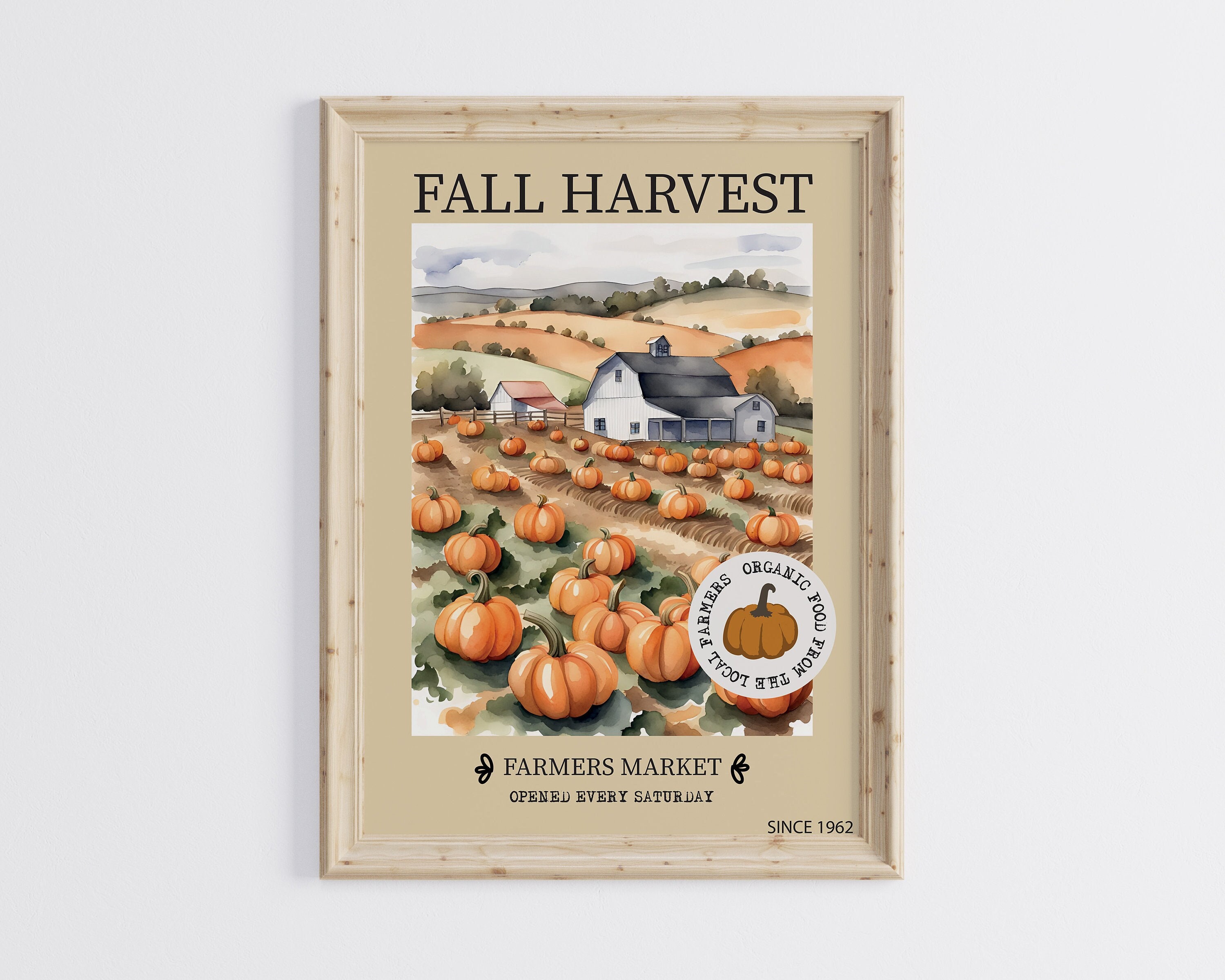 Fall Harvest, Farmers Market Printable Wall Art, Watercolor Painting - Etsy