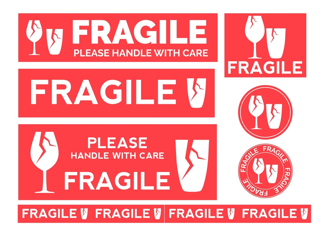 7 FRAGILE Svg, Png, Eps, Jpg Fragile Signs Set, Info Sign, Delivery ...