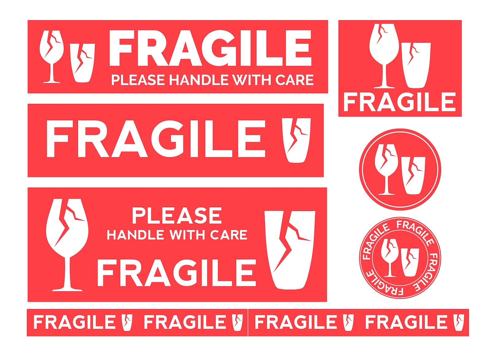 7 FRAGILE Svg, Png, Eps, Jpg Fragile Signs Set, Info Sign, Delivery ...
