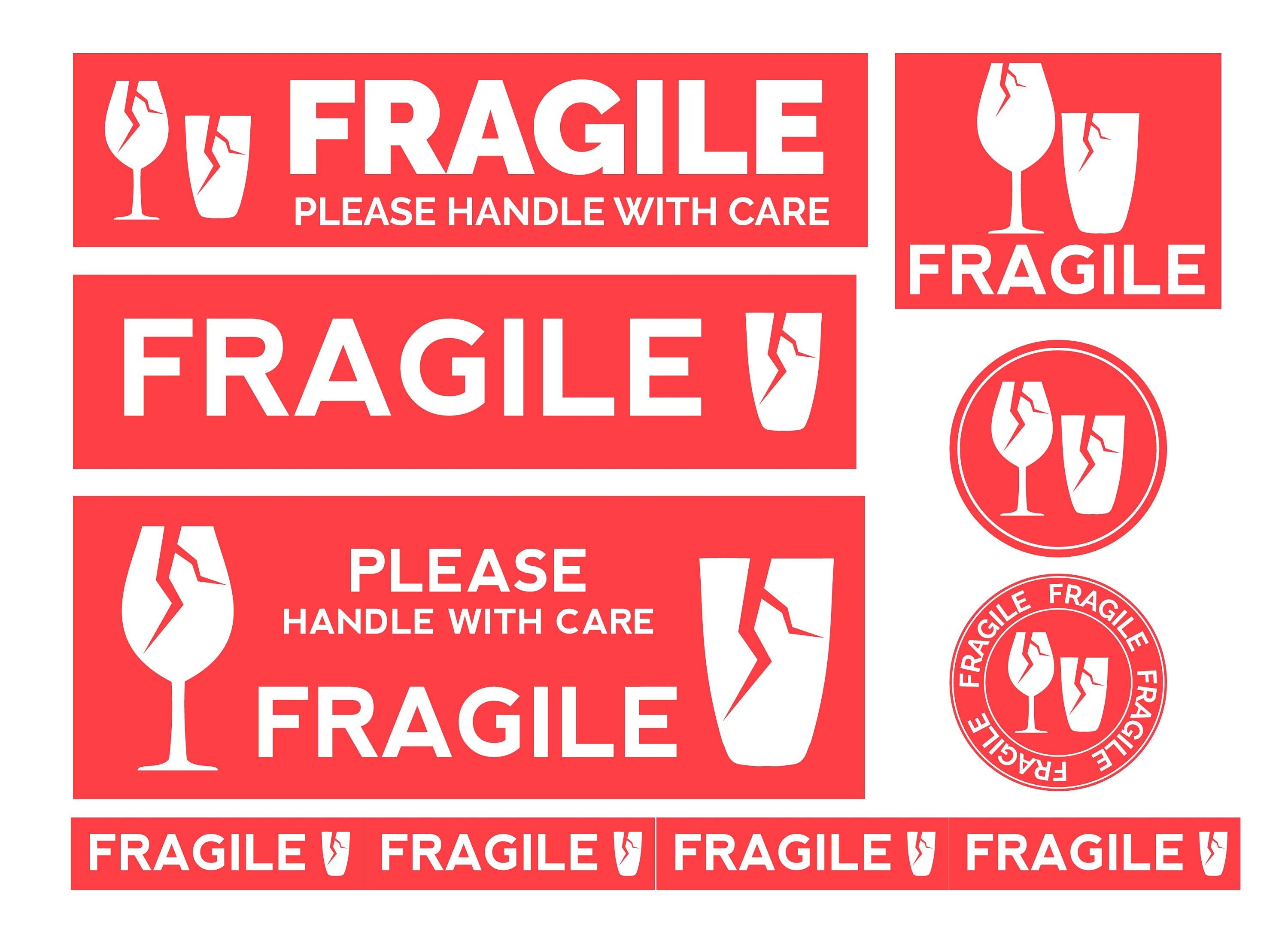 7 FRAGILE Svg, Png, Eps, Jpg Fragile Signs Set, Info Sign, Delivery ...
