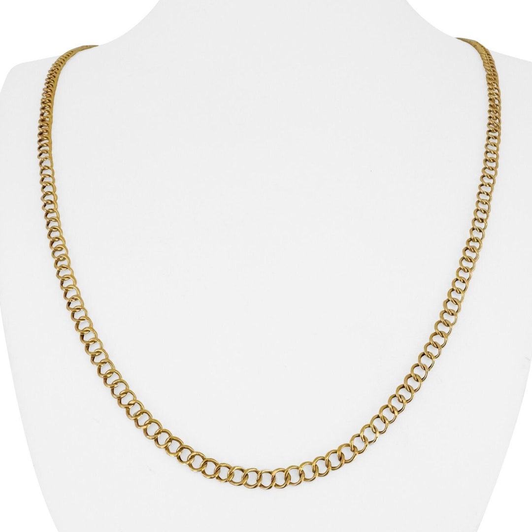 22k Yellow Gold 10g Hollow 4.5mm Curb Link Chain Necklace 25 - Etsy