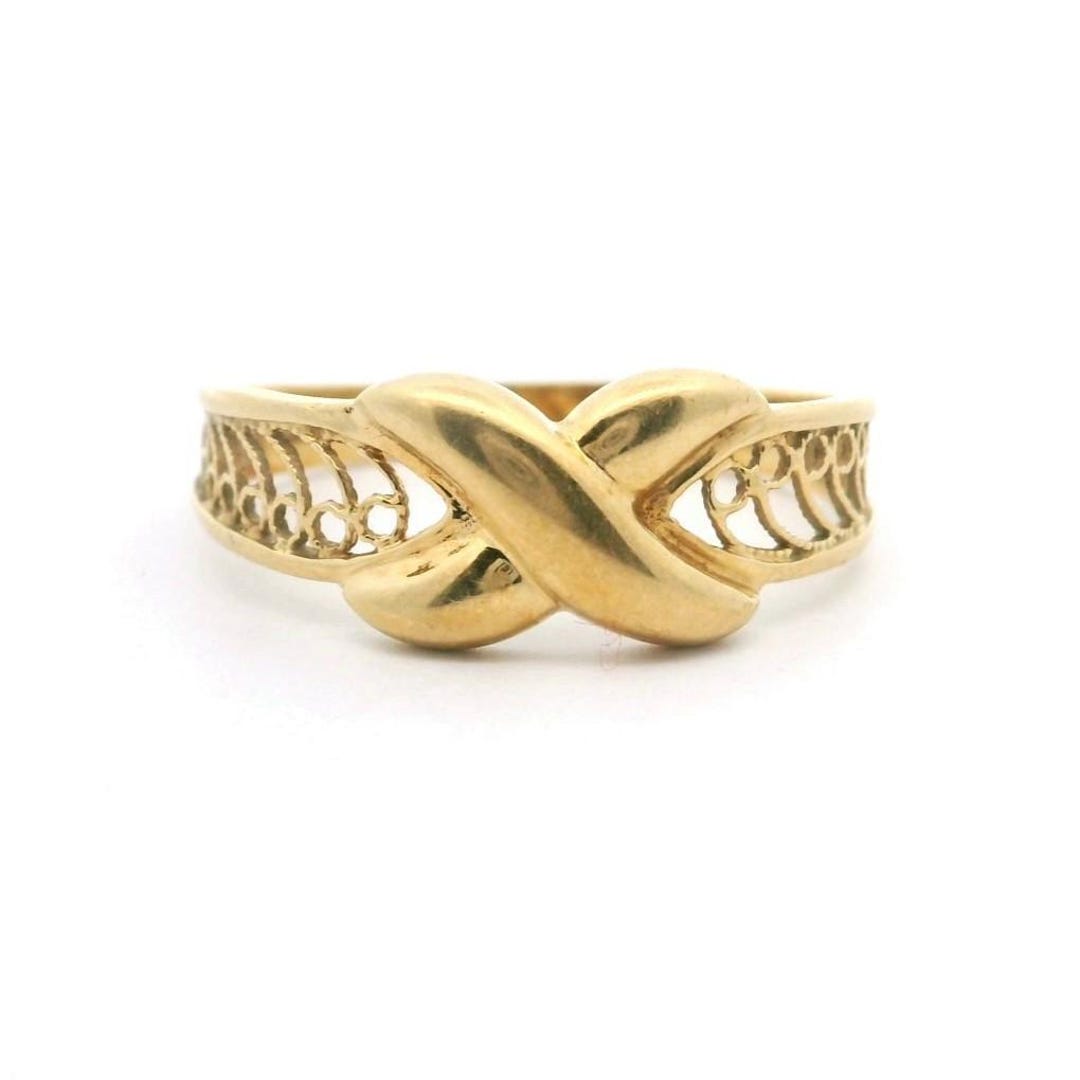 18k Yellow Gold 3.2g Vintage X Crossover Band Ring Turkey Size 9 - Etsy