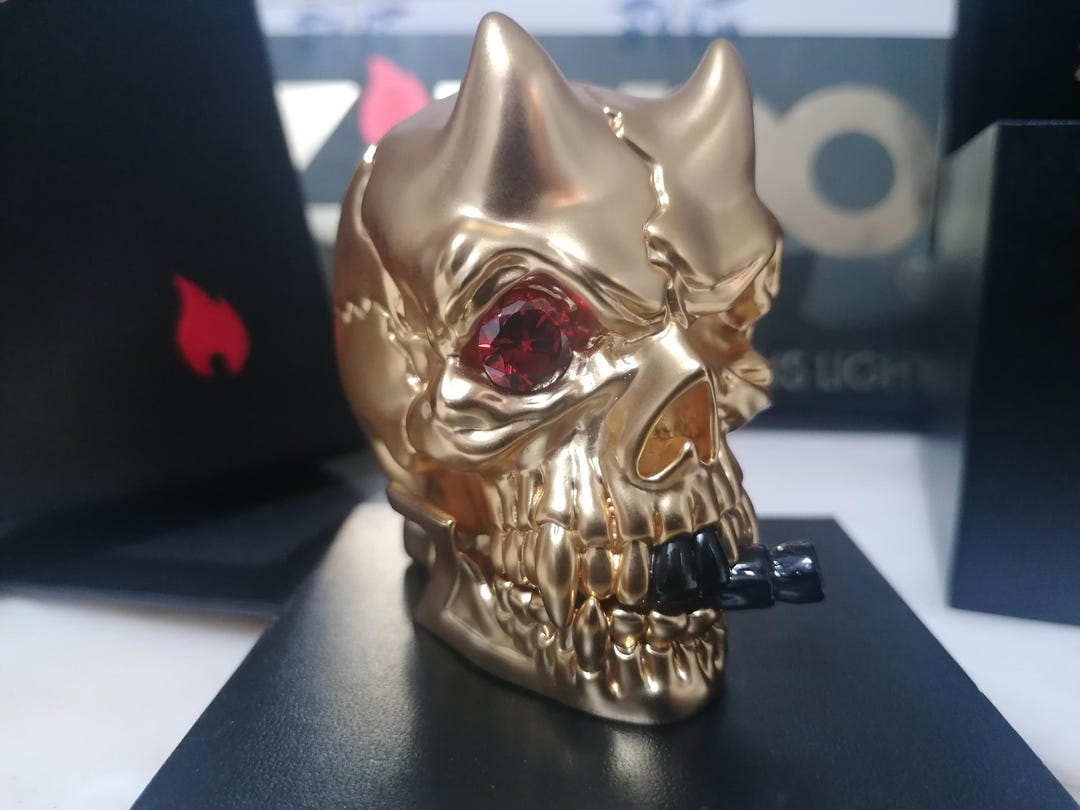 Zippo Ghost Rider 3D Skull Latão Dourado Novo Na Caixa Original - Etsy