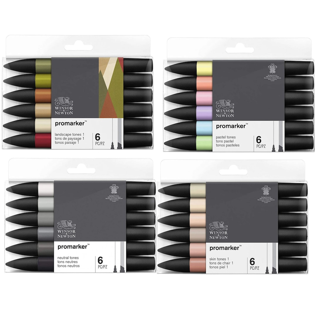 Winsor & Newton Promarkers Full Range Set of 6 Skin 1, Skin 2, Neutral ...