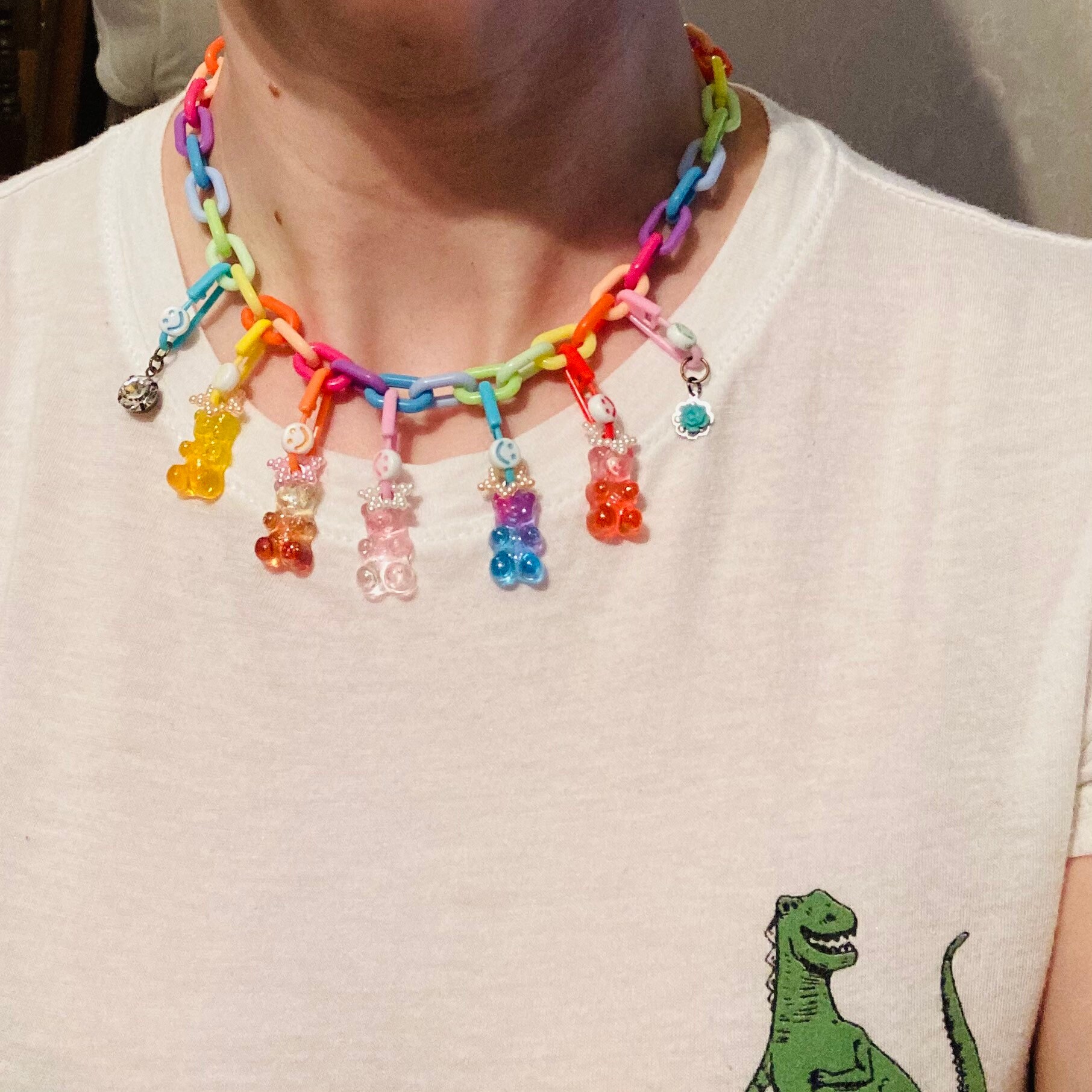 Gummy Bears Rainbow Plastic Chain Link Choker Necklaces - Etsy