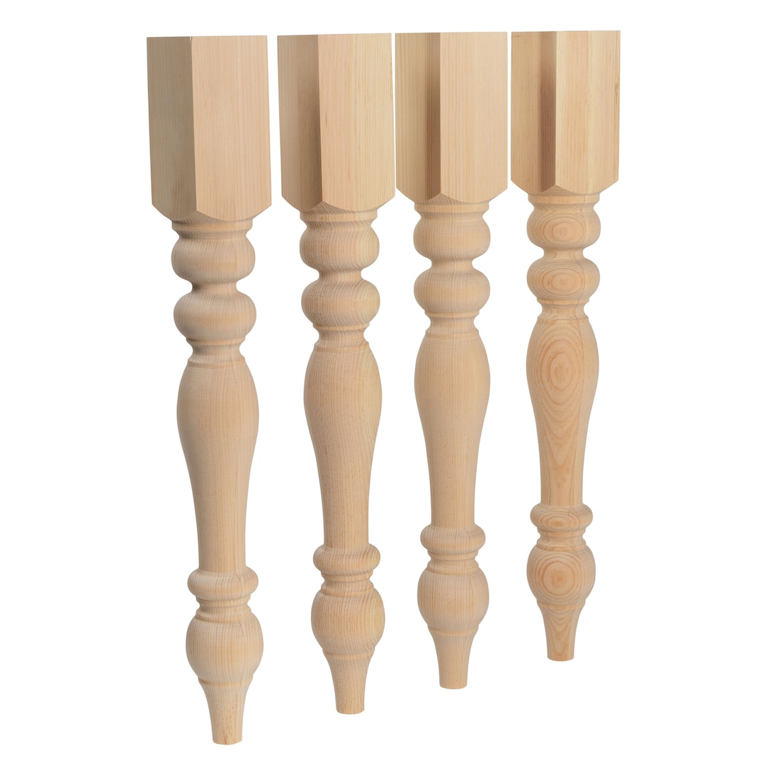 Farmhouse Table Legs - 3.5" x 29" - Set of 4 - Unfinished Wooden Dining ...