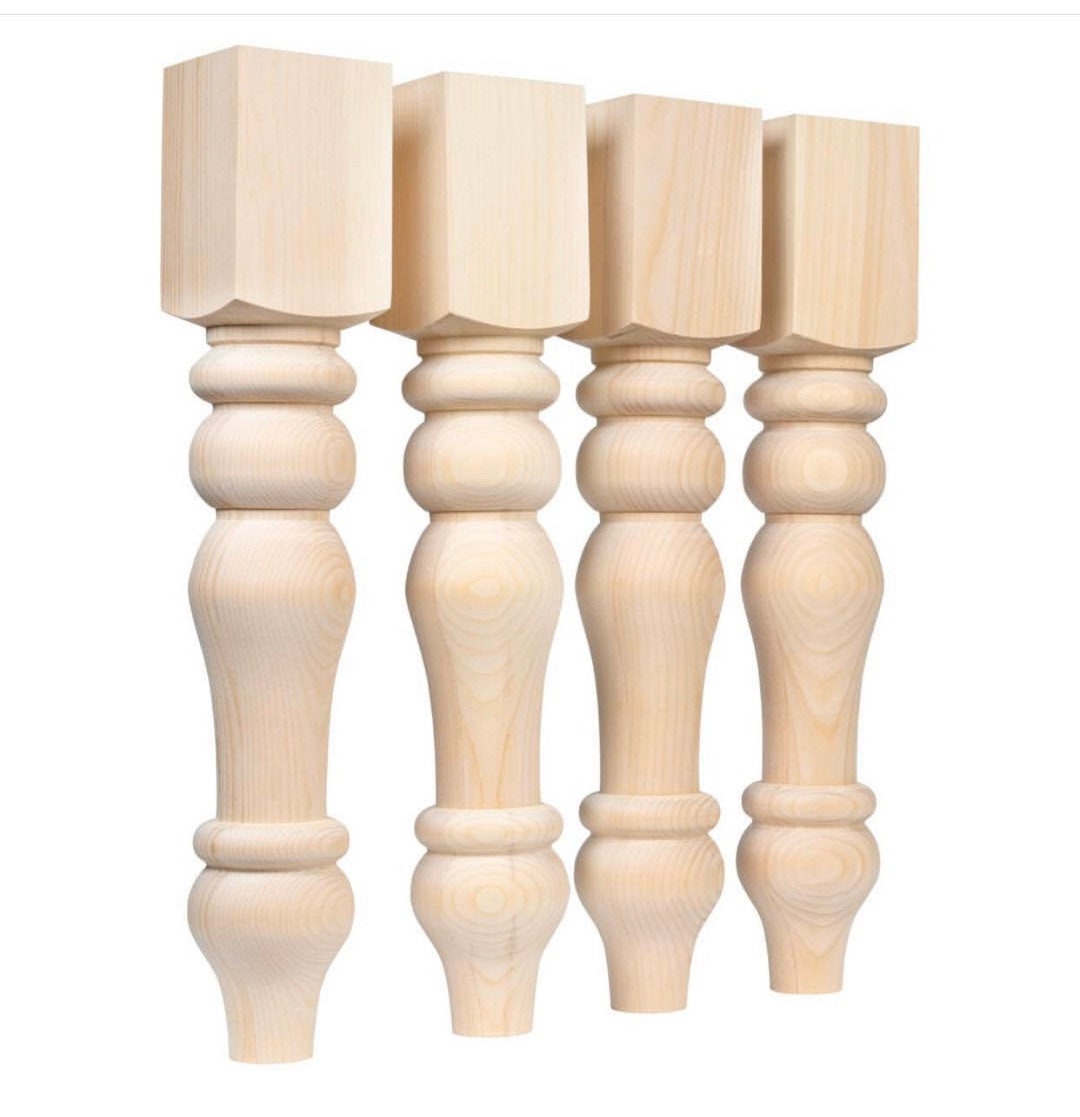 Pine Curvy Farmhouse Dining Table Legs - 5" X 29" - Set of 4 ...