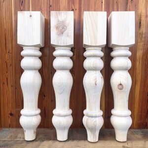Pine Curvy Farmhouse Dining Table Legs - 5" X 29" - Set of 4 ...
