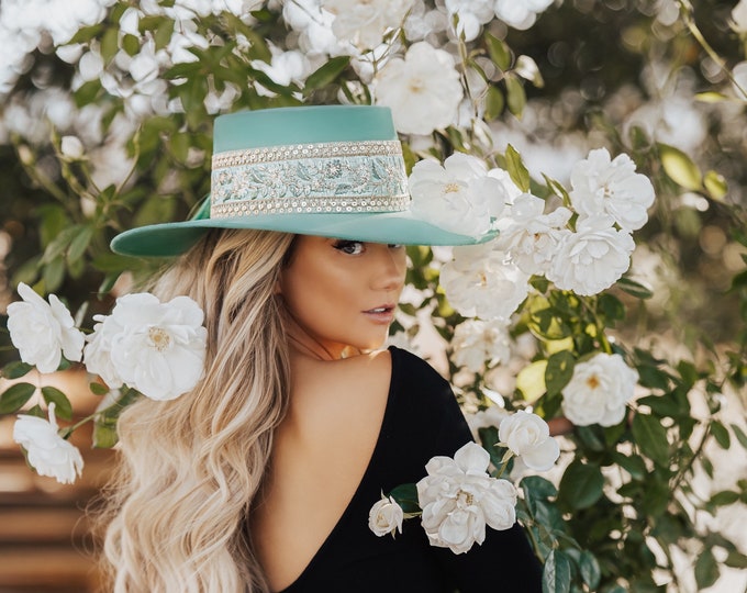 HNR X Stephanie Danielle Boater Hat “sausalito” in Sea-green - Etsy